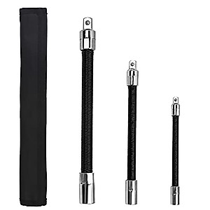 SWANLAKE 3-PIECE Flexible Socket Extension Bar Set 1/2" 1/4" 3/8" Shaft Drive 10" 8" 6"