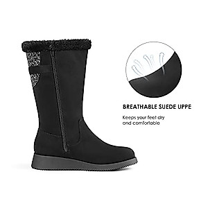 DREAM PAIRS Womens DSB212 Winter Snow Boots Mid-Calf Fashion Furry Warm Tall Boot Black Size 10