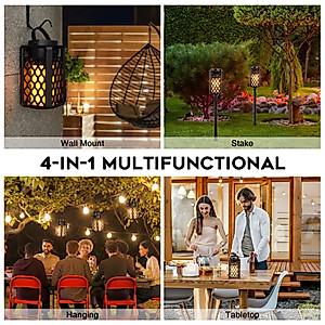 Outdoor Bluetooth Speaker with Flame Atmosphere, Waterproof Wireless Speaker with Wall Mount/Stake/Hook, Led Torch Lantern, Camping Patio Accessories, 10W Stereo Sound, Gifts for Men, Women, Dad