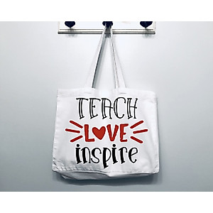 COCOVICI Teacher Appreciation Gifts For Women | Teacher Gift | Teach Love Inspire Tote Bag | Teacher Canvas Tote Bag | Teacher Gift Idea