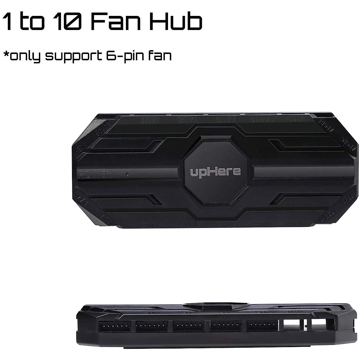 upHere 10 Port 6PIN SATA RGB Hub with 21-Key Remote Control Black MBX10