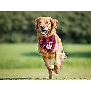 Ptzizi Funny Red Plaid Cotton Triangle Service Dog Bandana for Photograph Birthday Party Props Scarf Scarves Decorations, Pet Dog Lovers Owner Gift