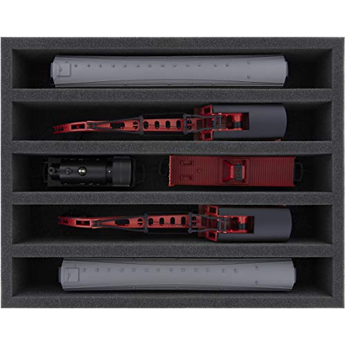 Feldherr 3 pcs Value Pack Storage Box 5 Slots for H0 Gauge - Vertical Compatible with Model Railway locomotives, Wagons and Vehicles