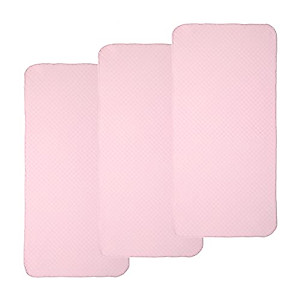 Pleasant Boulevard | Portable Waterproof Baby Changing Pad Liner, Washable Reusable Changing Table Cover Made with Breathable TPU, 27x13in (Pink, 3 Count)