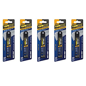 Rapid Edge Multi-Point 18mm Serrated Snap-Off Utility Knife Blades with 50 Blades (5 Packs, 10 Blades per Pack)