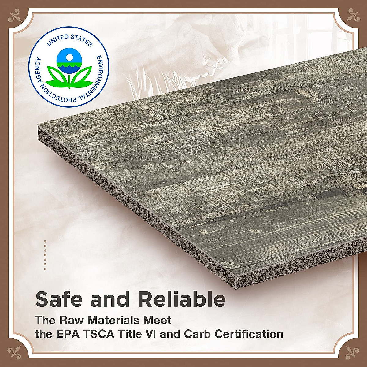 Rolanstar Bookshelf with 2 Wooden Drawers, Rustic Wood Bookshelves, Free Standing Book Shelf Industrial Shelf Free Standing Storage Shelf for Bedroom, Living Room, Home Office, Light Grey