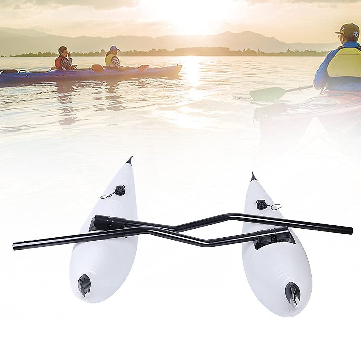 2 PCS Kayak Outrigger Stabilizer Kit Kayak Side Floats and Rods Kit, Kayak Stabilizer Kit Canoe Boat Stabilizer, PVC Kayak Floating Barrels, Water Kayak Floats Buoyy, Kayak Canoe Accessories