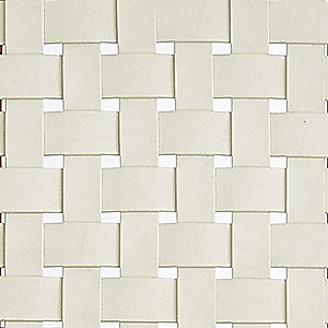 Amazon Brand - Rivet Faux Leather Woven Dining Chair with Wood Frame, Set of 2, 22"D x 18"W x 36"H, Light Beige