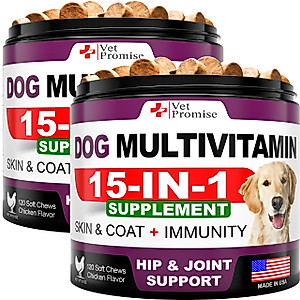 (2 Pack) Dog Multivitamin Chewable with Glucosamine - Dog Vitamins and Supplements - Senior & Puppy Multivitamin for Dogs - Pet Joint Support Health - Immunity - Mobility - Energy - 240 Chews
