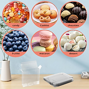 CZWESTC 30 Pack Rectangle Plastic Favour Boxes，4x4x1.2inch Clear Boxes for Treats, Cookie, Chocolate, Sugar, Wedding, Christmas Party, Festival Gift Packaging