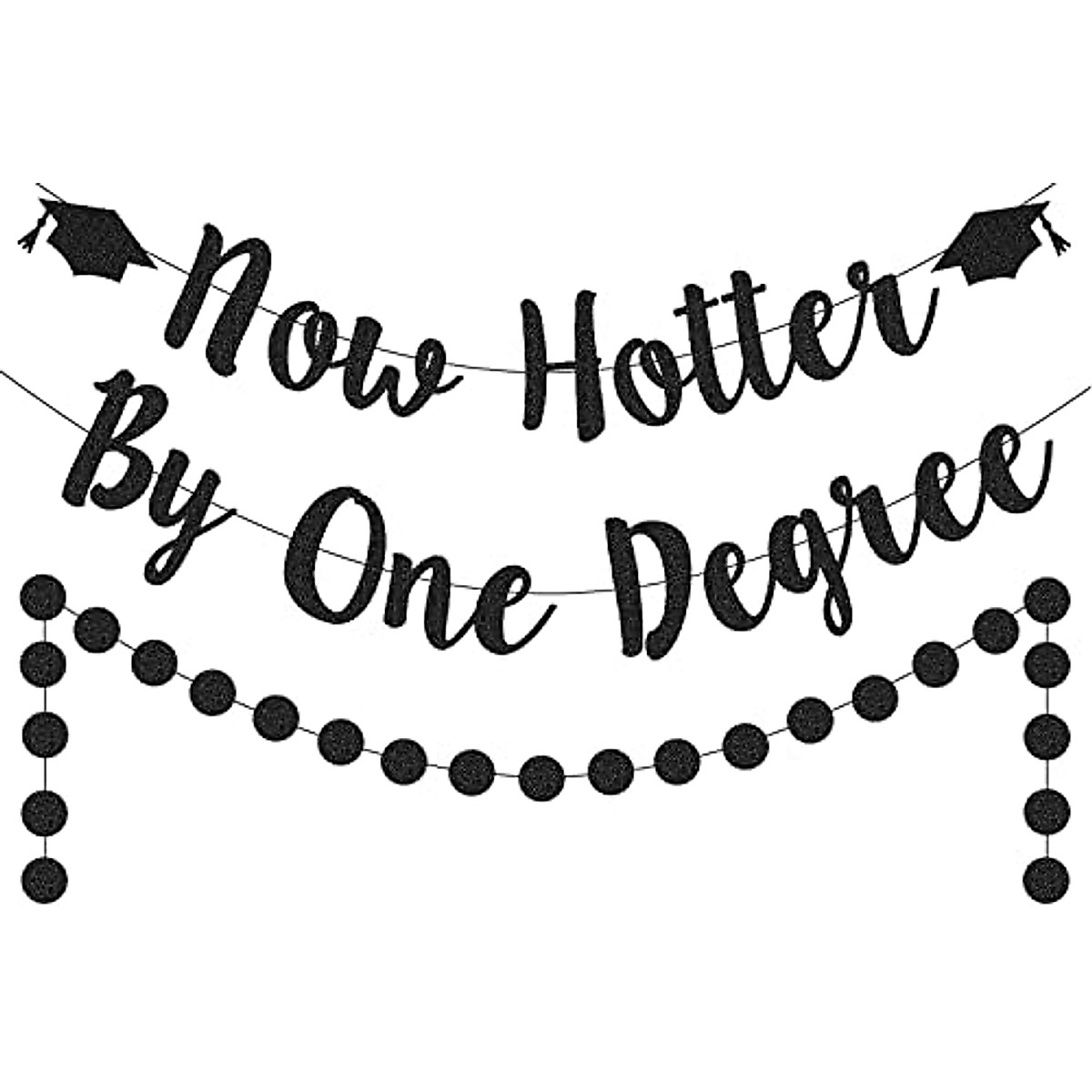 Black Glitter Now Hotter By One Degree Banner, 2023 Graduation Party Decorations, Congrats Grad 2023 Academic Degree Decor, We Are So Proud Of You Decor, Class of 2023 College Graduation Decor