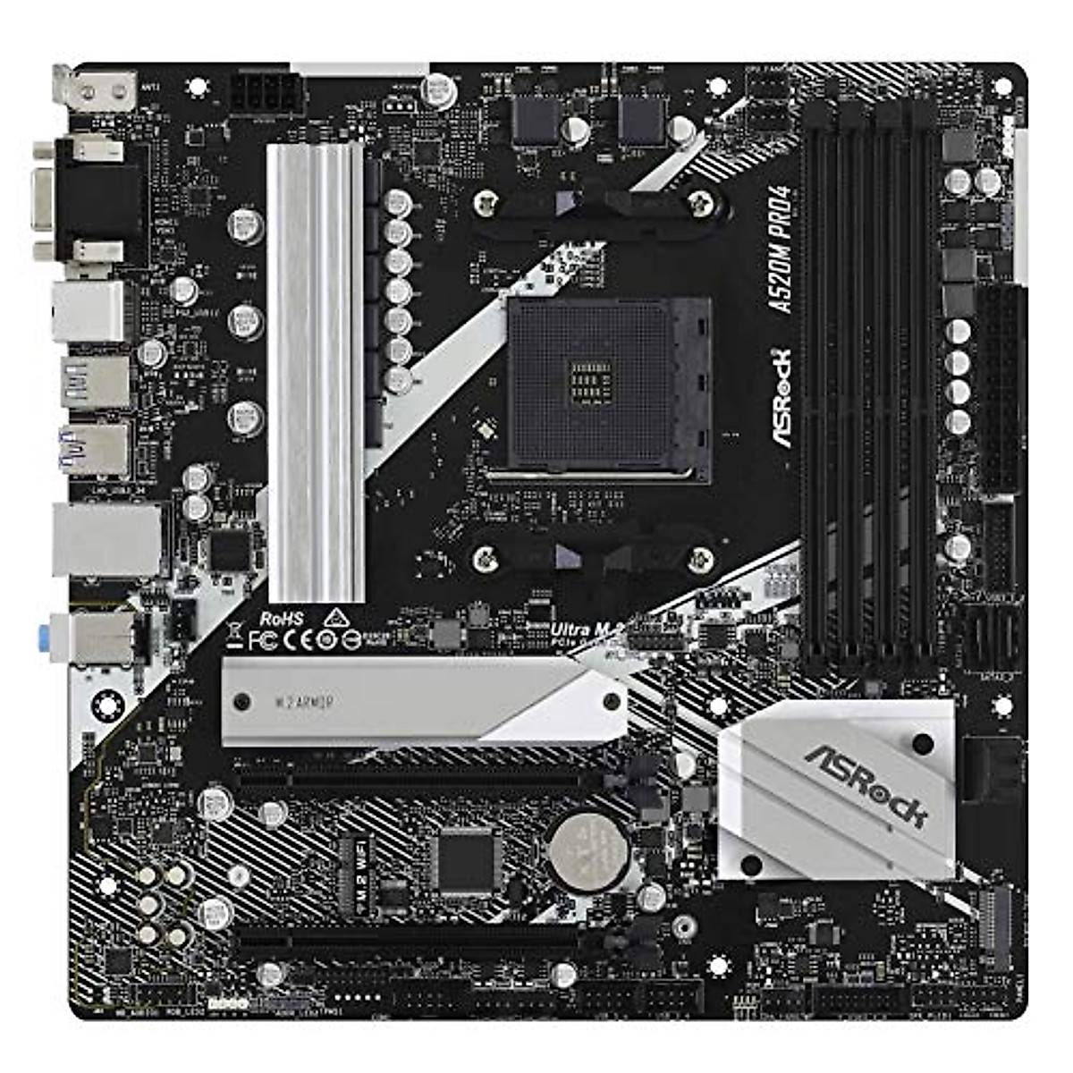 ASRock A520M Pro4 AMD Ryzen 3000/4000 Series (Soket AM4) Compatible with A520 Chipset, Micro ATX Motherboard [Domestic Authorized Dealer Product]