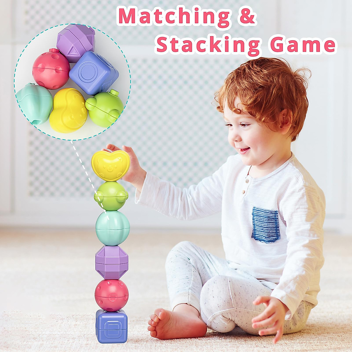 Aprilwolf Montessori Toys for Toddlers 1 Years, 7-in-1 Activity Cube, Shape Sorter Toy| Baby Developmental Learning Toys| One Year Old First Birthday Gifts