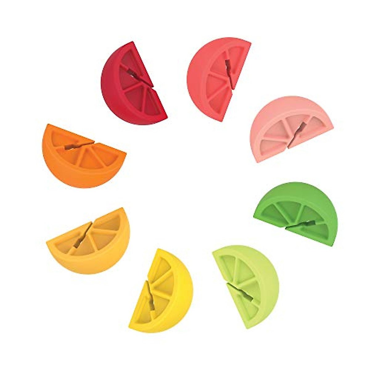 TrueZoo Citrus Wine Glass Charms and Glass Drink Markers - Fruit Wine Accessories - Multi Color Set of 8