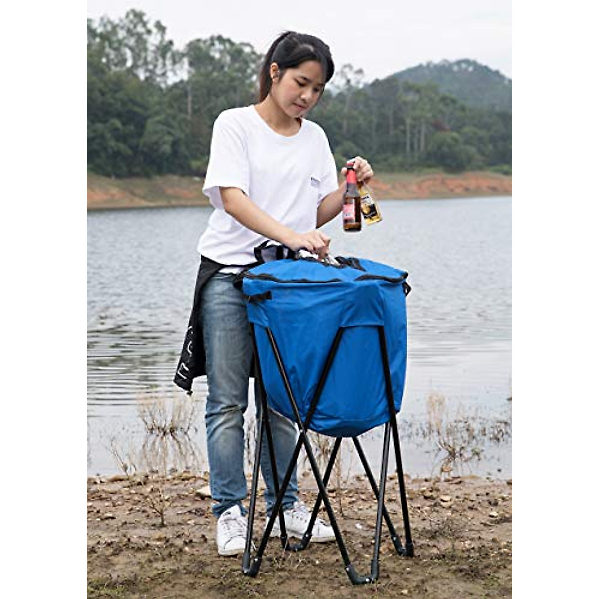 Folding Camping Outdoor Cooler Bag, Blue