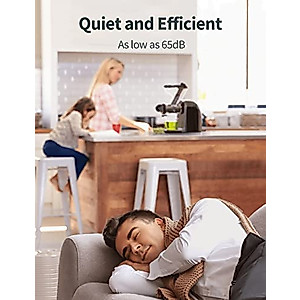 Kalado Slow Juicer Machines Vegetable and Fruit, 3”Extra Large Chute with Quiet Motor & Reverse Function, Cold Press Juicer 200W Power, BPA-Free & 2 Heat-Resistant Glasses in Jet Black