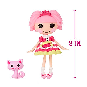 Lalaloopsy Mini Doll - Jewel Sparkles with Mini Pet Persian Cat, 3" Mini Princess Doll with Accessories, in Reusable House Package playset, for Ages 3-103, Multicolor, 579045