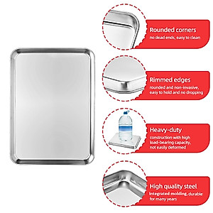 Zacfton Cookie Sheets for Baking, Stainless Steel Baking Sheet Baking Pan Tray - 12.4 x 10 x 1 Inch, Non Toxic & Healthy, Mirror Finish & Easy Clean, Dishwasher Safe & Heavy Duty
