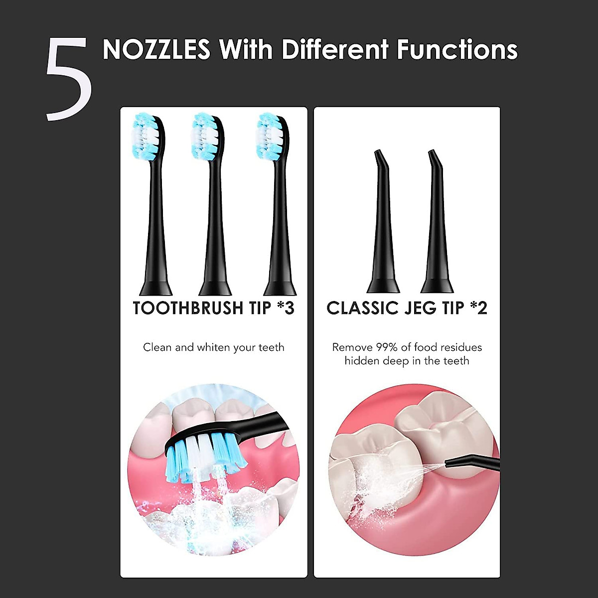 Electric Toothbrush with Water Flosser Combo, 3 in 1 Ultrasonic Toothbrush & Dental Oral Irrigator & Tooth Cleaner with 4 Modes, One Switch from Sonic Brushing to Water Flossing for Home Travel