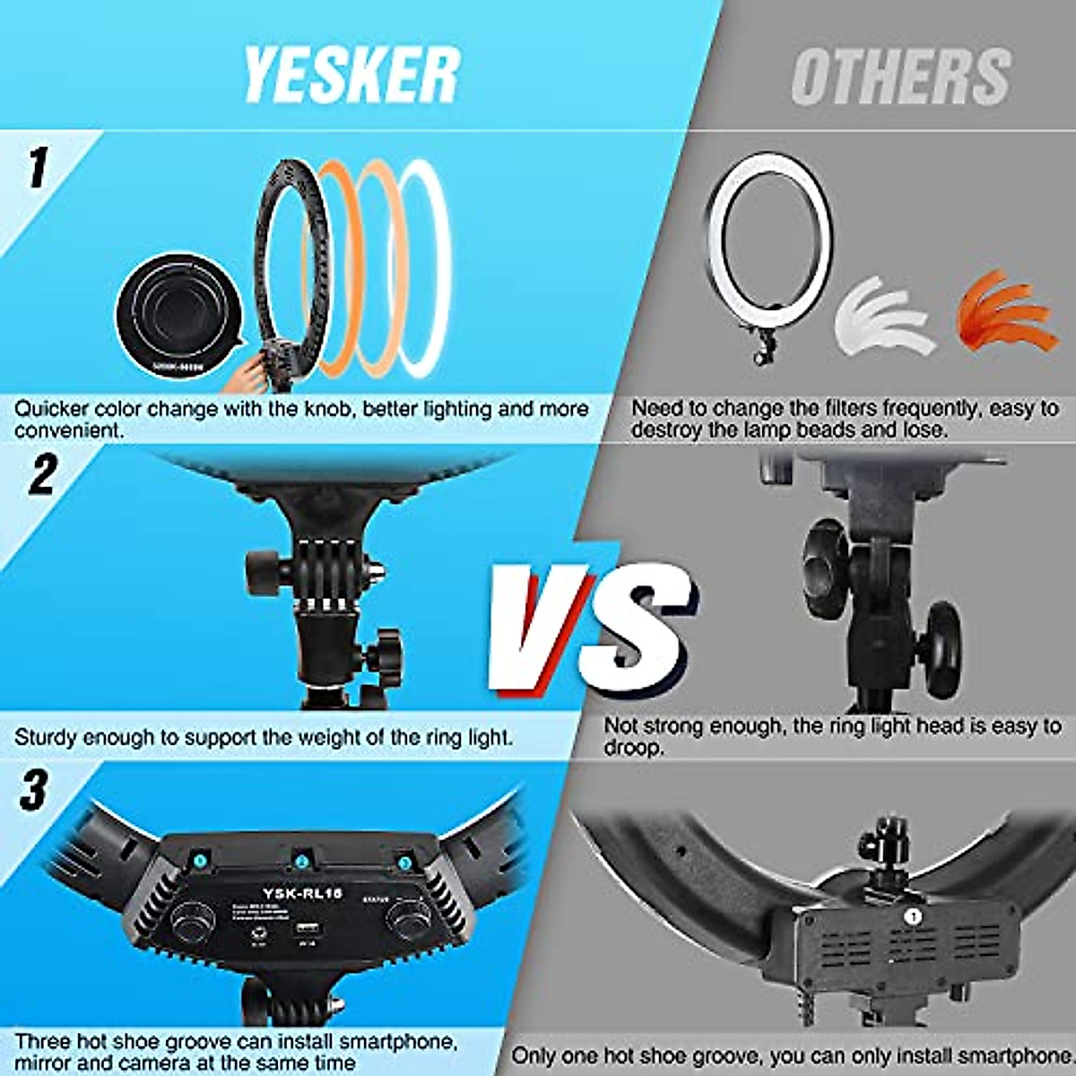 Ring Light 18 Inch LED Ringlight Kit with 73 inch Tripod Stand with Phone Holder Adjustable 3200-6000k Color Temperature Circle MUA Lighting for Camera for Vlog, Makeup,Youtobe, Video Shooting, Selfie