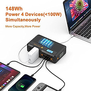 NOVOO Power Bank with AC Outlet, Power Station 100W PD 40000mAh High Capacity Portable Battery Pack for Laptop, Drone, CPAP, Camera, MacBook Pro, Dell XPS, Surface, iPhone, Samsung, iPad and More