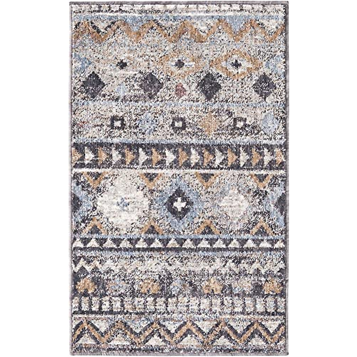 Unique Loom Eco Southwestern Collection Area Rug - Tubac (Rectangular 2' 0" x 3' 0", Khaki Gray/Black)