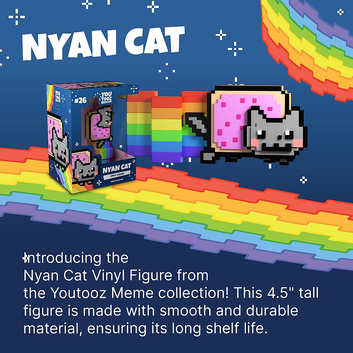 Youtooz Nyan Cat Vinyl Figure, 4.5" Meme Nyan Cat Figure, Flying Poptart Cat Figure, Nyan Cat Toy Meme Collection Based on Famous Internet Meme