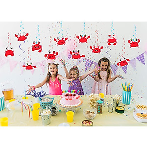 24 Pcs Crab Hanging Swirls Crab Party Decorations Crab Spirals Crab Ceiling Decorations Crab Party Supplies for Crab Birthday Party Ocean Decorations