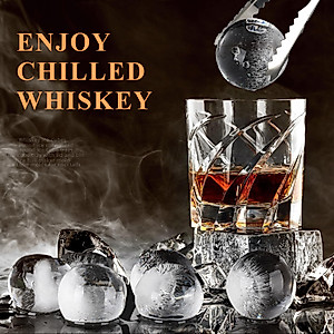 AIBIRUI Round Ice Cube Mold,2 x 8 PCS x 1.8'' Whiskey Ice Cubes,Circle Ice Cube Tray with Lid and Bin,Sphere Ice Ball Maker Mold,Large Ice Cube Molds for Cocktails,Coffee(Whiskey Ice Cubes Mold,Green)