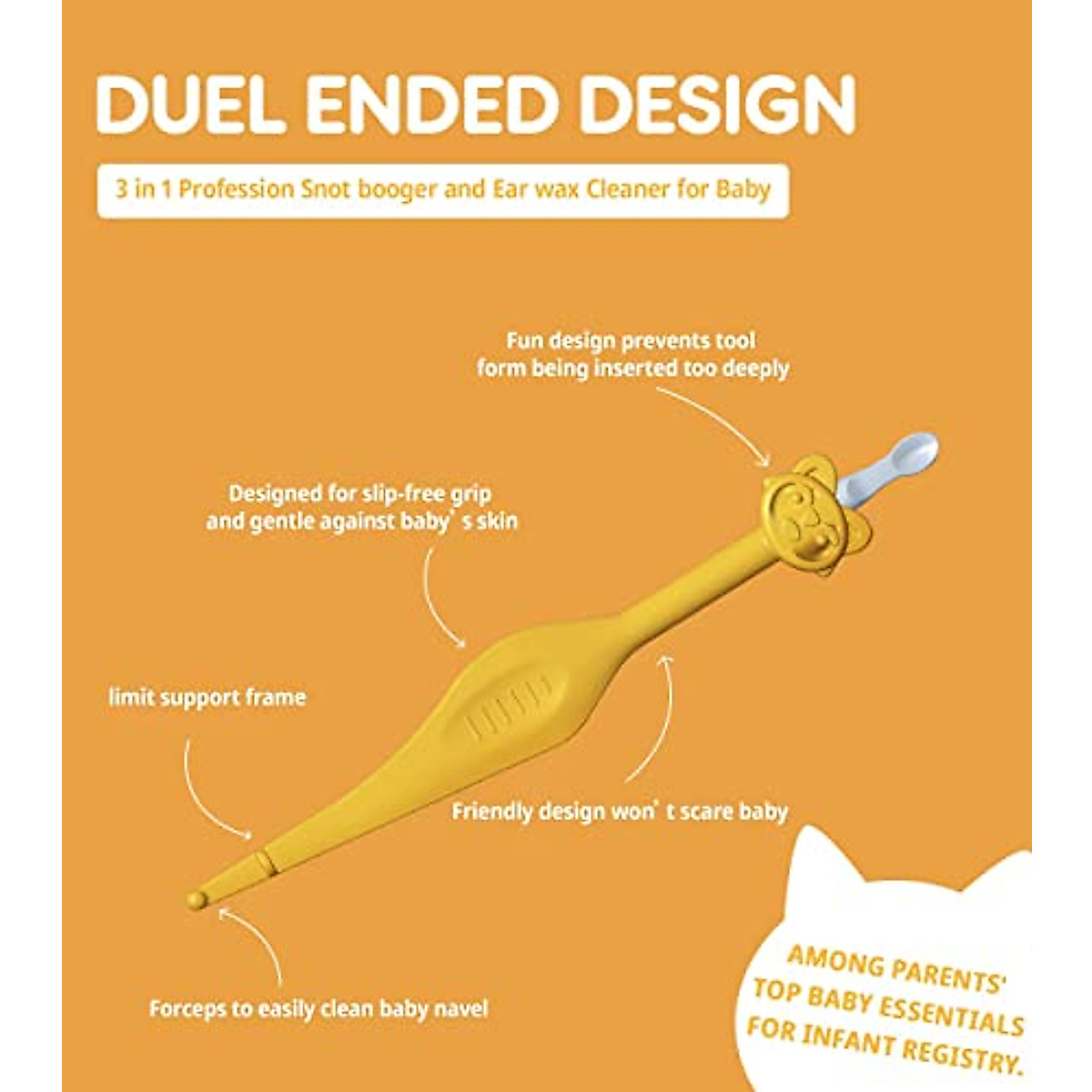 Two Pack 3 in 1 Baby Nose and Ear Gadget, Safe Baby Booger Remover, Nose Cleaning Tweezers, Nose Cleaner for Baby Infants and Toddlers, Dual Earwax and Snot Removal Baby Must Have Items