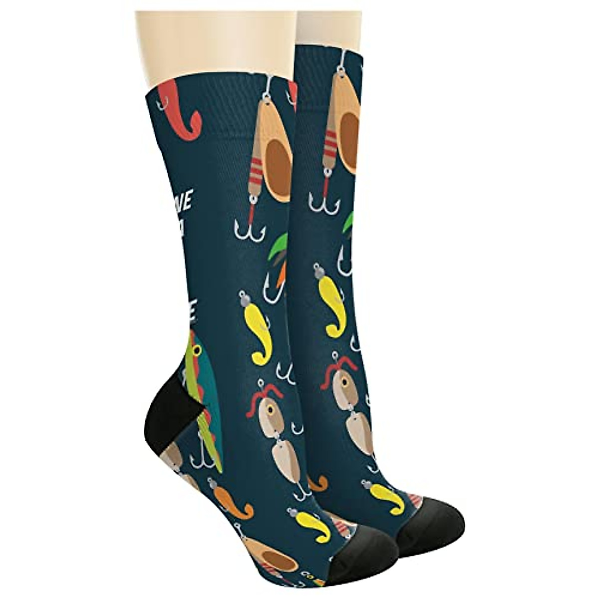 Funny Fishing Pole Humor Everyone Loves A Good Pole Dance Fishing Pun 1-Pair Novelty Crew Socks