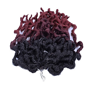 14 Inch Goddess Faux locs Crochet Hair 6 Packs/Lot Soft Gypsy Locs Wavy Crochet Braids Dreadlocks 3 Tone Curly Wavy Twist Braiding Hair Extensions African Roots Braid（#1B/99j/530)