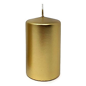 Hyoola Metallic Pillar Candles - 6 Pack - Gold Pillar Candles - European Made Decorative Pillar Candles - 2.4 Inch x 4 Inch