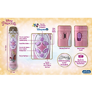 eKids Disney Princess Karaoke Microphone with Bluetooth Speaker, Wireless Microphone Connects to Disney Songs Via EZ Link Feature, for Fans of Disney Princess Toys