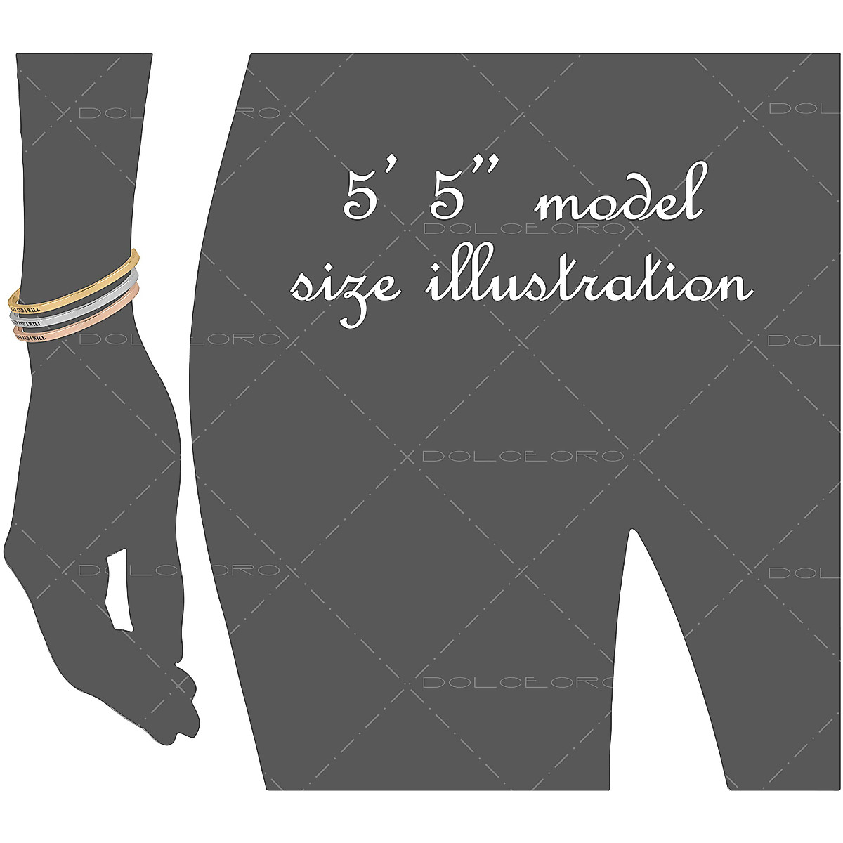 Dolceoro Personalized Mantra Cuff Bracelet Jewelry - Customize Outside 3mm Wide, Shiny 316L Surgical Steel