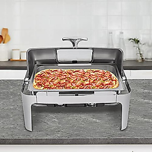 110V 400W Electric Chafing Dish Buffet Set Commercial 2-Trays 9QT Chafing Buffet Servers with Two Heating Methods and Clear Roll-Open Lid for Catering, Buffets, Parties