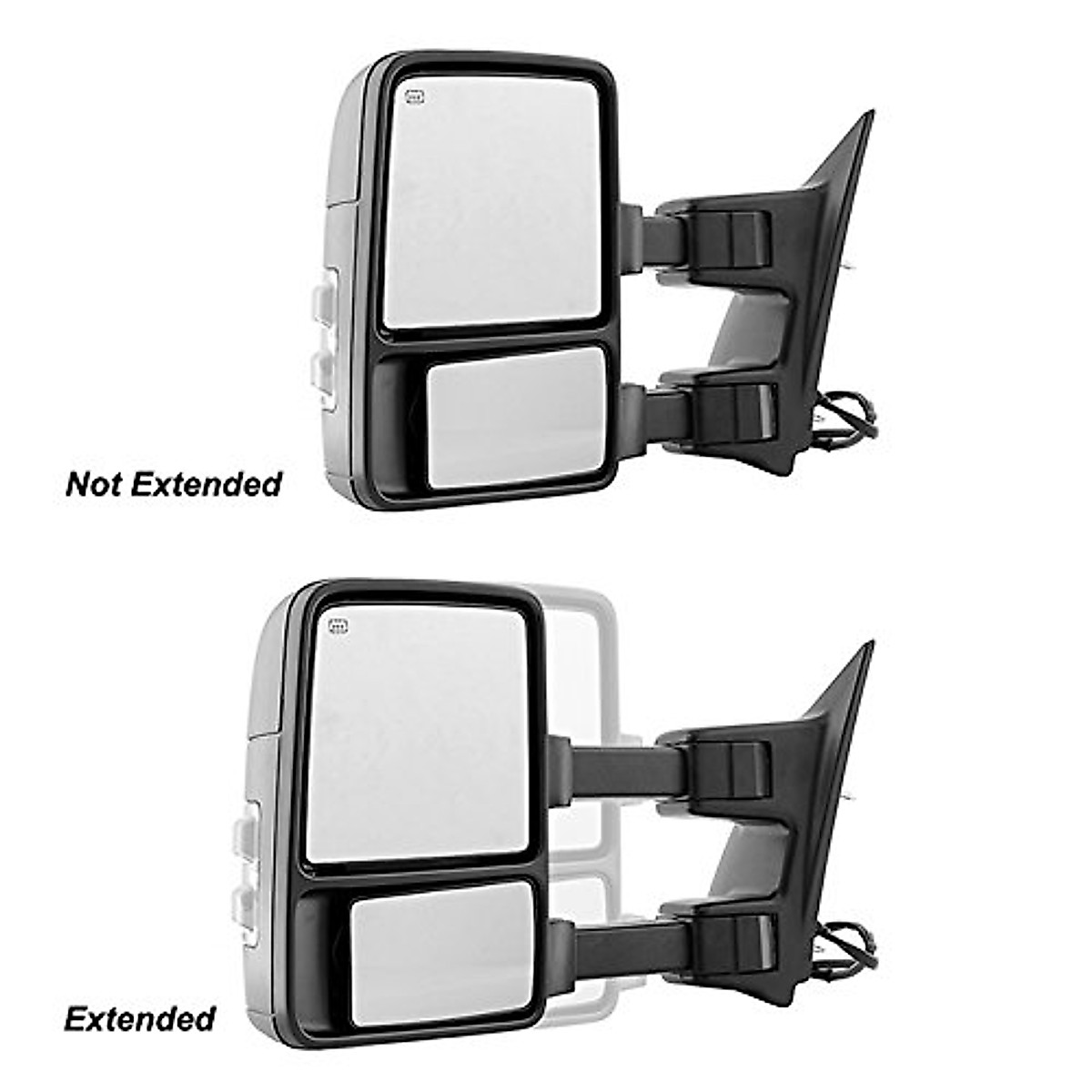 AKKON - For 2008-2016 F250 F350 F450 F550 SuperDuty Smoked Extendable Towing Manual Telescoping Wide Angle Side Mirrors Pair