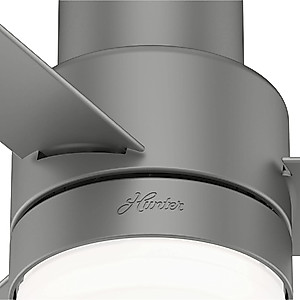 Hunter Fan Company Gilmour 44-inch Indoor/Outdoor Matte Black Casual Ceiling Fan With Bright LED Light Kit, Remote Control, Reversible WhisperWind Motor and SureSpeed Technology Included