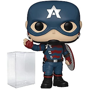 POP Marvel: Falcon and The Winter Soldier - John F. Walker as Captain America Funko Pop! Vinyl Figure (Bundled with Compatible Pop Box Protector Case), 3.75 inches