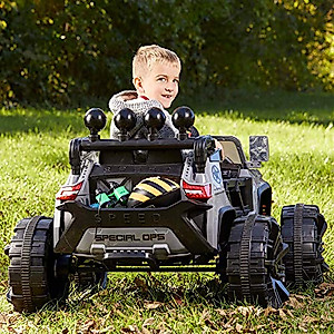 Huffy Bicycle Company Kids Battery-Powered Ride On Car Special Ops w/ Lights, Sounds & MP3 Player, 12V - 17138 , Grey, Large