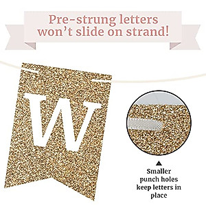 Pre-Strung Welcome Banner - NO DIY - Gold Glitter Welcome Banner - Pre-Strung on 6 ft Strand - Classroom, Office, Front Door, Baby & Bridal Showers Party Decorations & Decor. Did we mention no DIY?