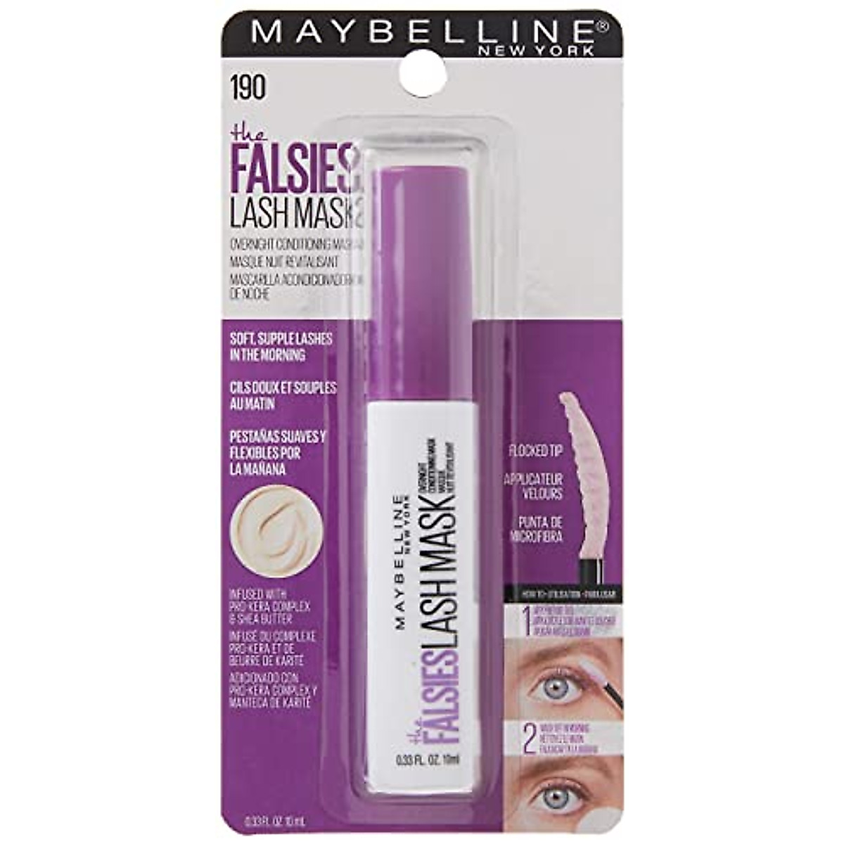 Maybelline New York The Overnight Eyelash Conditioner with Shea Butter and Argan Oil, Falsies Lash Mask, 0.33 Fl Oz