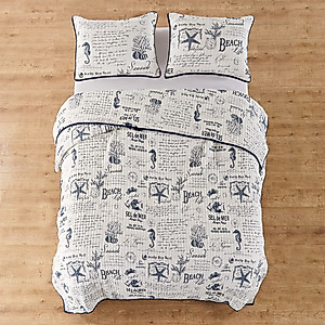 Levtex Home Beach Life King Cotton Quilt Set Navy Coastal