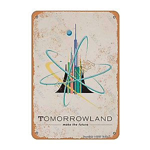 Tomorrowland Make The Future Iron 8X12 Inch Retro Look Decoration Art Sign for Home Kitchen Bathroom Farm Garden Garage Funny Wall Decor