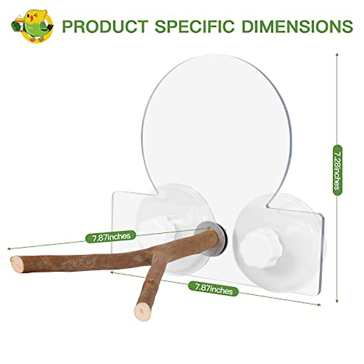 GJRGEG1Y Removable Window/Shower Perch Platform with Suction Cups for Bird Includes Stainless Steel Washer Robust and Stable Without Falling (Small)