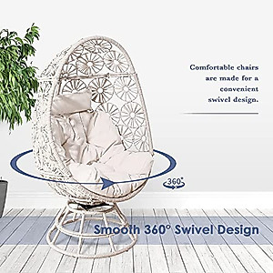 Egg Chair Outdoor Patio Furniture Wicker Swivel Nest Chair for Indoor with Cushion and Pillow