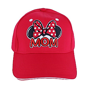 Disney Womens Minnie Mouse Mom Fan Baseball Hat (Red)