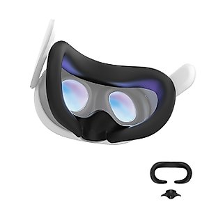 APEXINNO VR Silicone Face Pad Cover and Anti-Leakage Nose Pad for Meta Quest 3 Original Headset Accessories, VR Face Cushion and Light Blocker for Oculus Quest 3 Headset (Black)