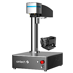 OMTech 60W MOPA Fiber Laser Engraver with Rotary Axis, 5.9"x5.9" Laser Marking Machine for Metal Color Marking, Metal Etching Machine with JPT Source EZCad Galvo Lens