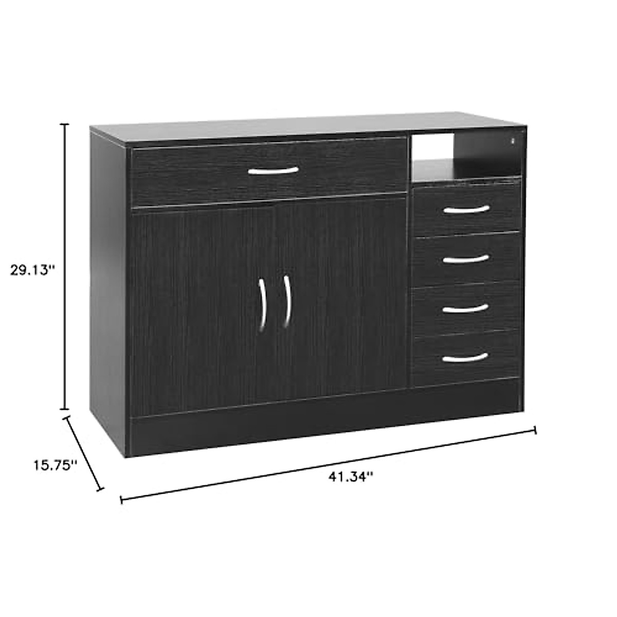 Black Bathroom Cabinet Bathroom Organizer Countertop Cabinet Organizer, Kitchen Cabinet Pantry Organizers and Storage Accent Buffet Sideboard for Living Room and Kitchen 41.34"L x 15.75"W x 29.13"H